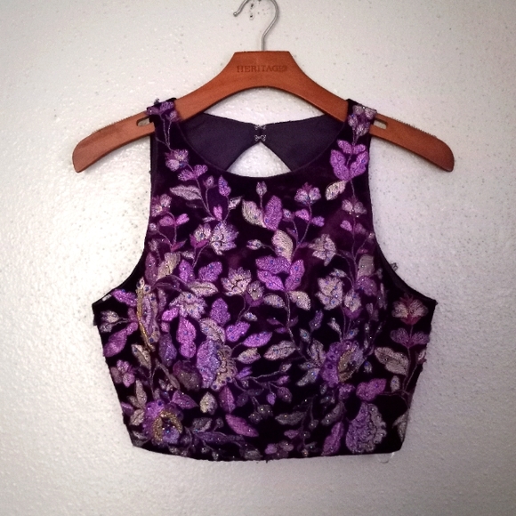 Mon Cheri | Tops | Ellie Wilde Mon Cherie Purple Velvet Beaded Crop Top ...